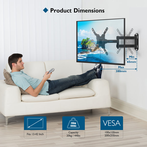 1Home TV Wall Bracket for Most 13 43 Inch LED LCD TVs Tilt Swivel 360 Rotation Holds up to 20 kg Reviews Wayfair